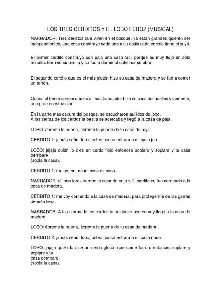 Los Tres Cerditos y El Lobo Feroz | PDF | Ocio