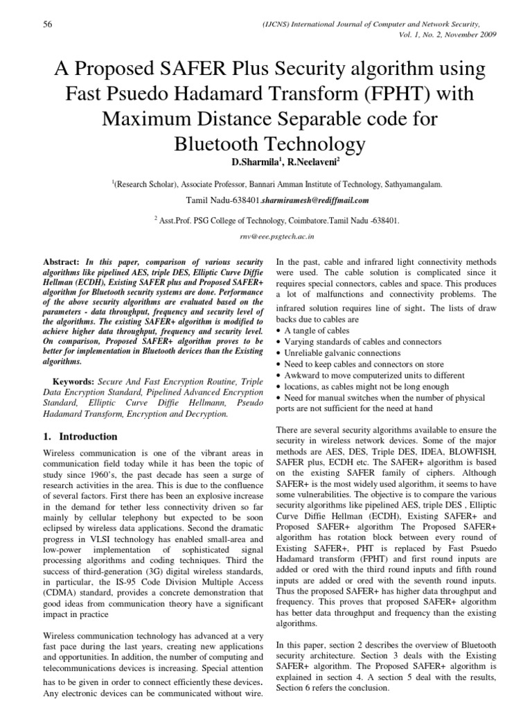 A Proposed SAFER Plus Security Algorithm Using Fast Psuedo Hadamard Transform (FPHT) With ...