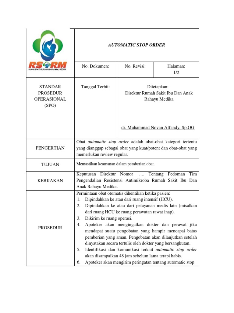 Spo AUTOMATIC STOP ORDER | PDF
