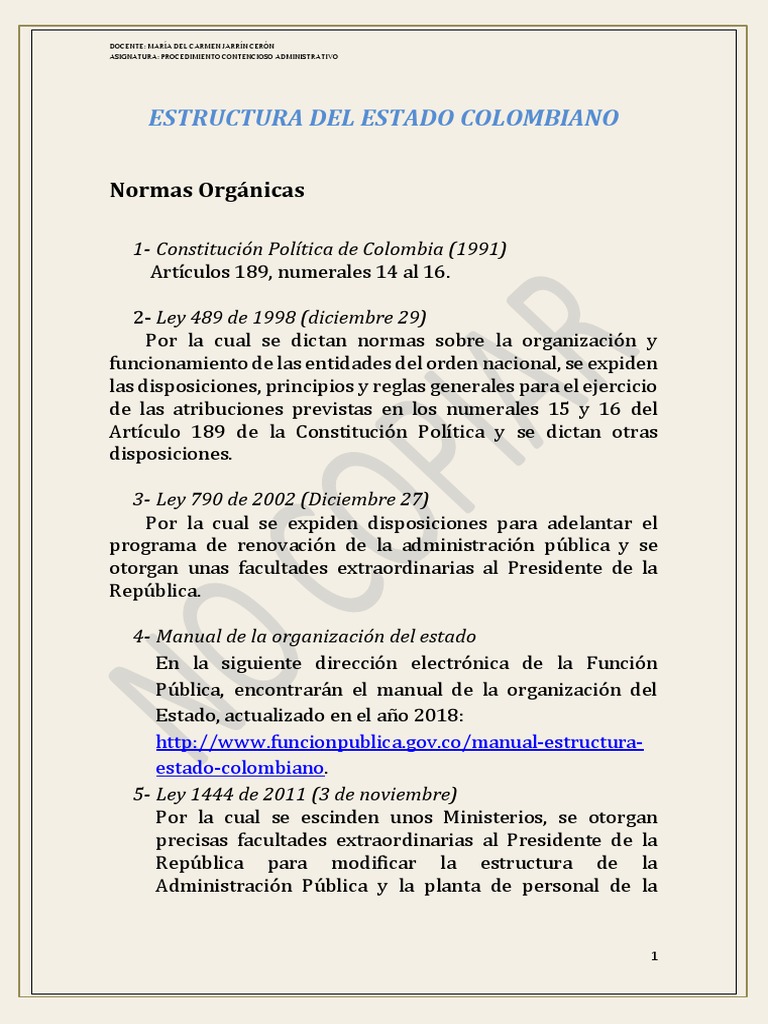 Estructura del Estado Colombiano | PDF | Administración Pública | Gobierno