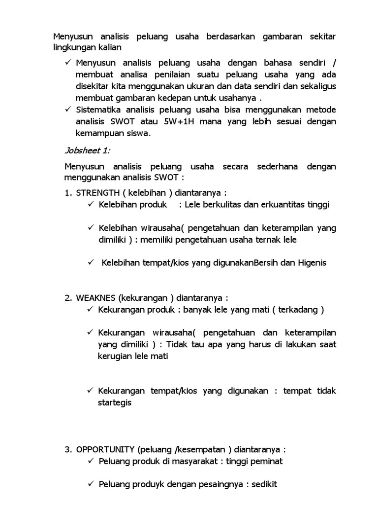 Analisis Swot Produk Kreatif Dan KWU | PDF