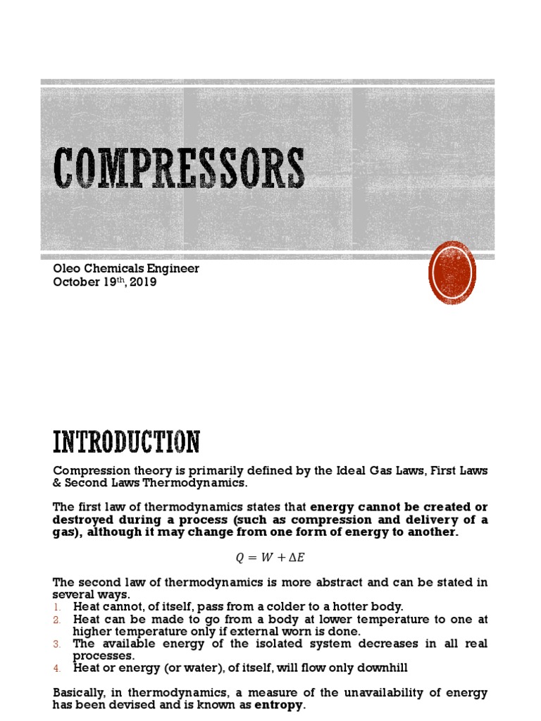 Thermodynamics & Compressor Basics | PDF | Heat | Gases