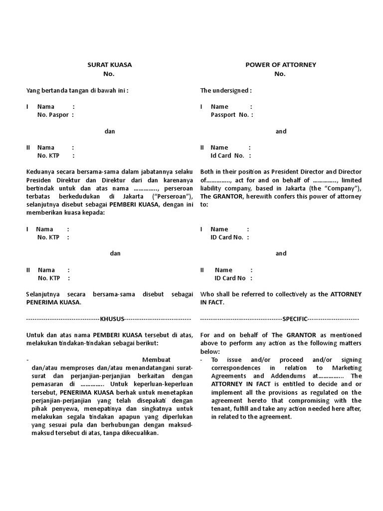 Contoh Draft SK Direksi - Bilingual | PDF