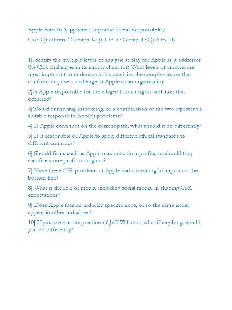 Apple CSR Challenges and Analysis | PDF