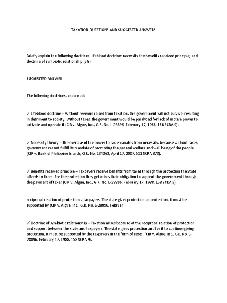 Taxation Questions and Suggested Answers | PDF | Employee Benefits | Taxes