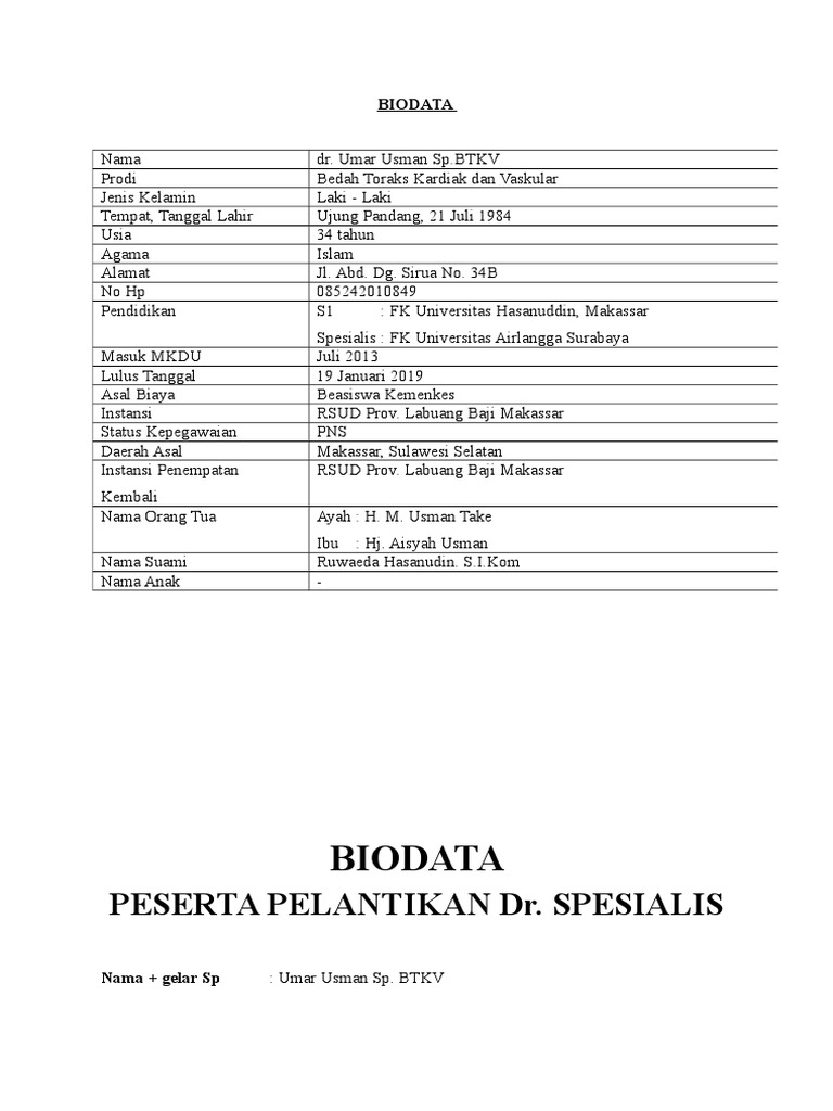 Biodata Pelantikan PPDS I | PDF