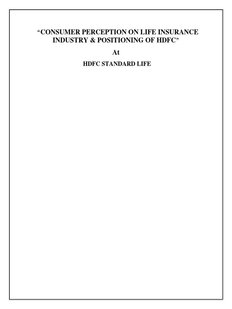 Consumer Perception On Life Insurance Co | PDF | Perception | Insurance