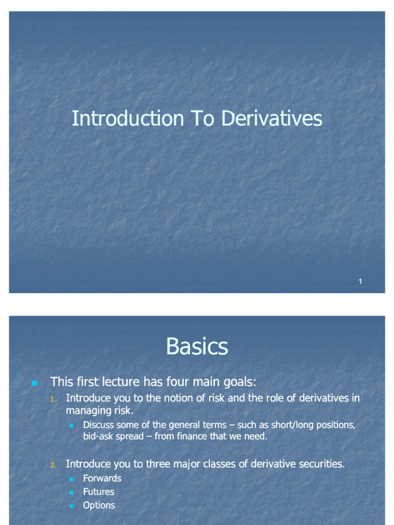 Introduction To Derivatives | Download Free PDF | Futures Contract ...