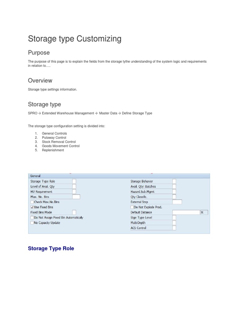 DOC2 - Storage Type Customizing - Control Parameters | PDF | Shelf Life ...