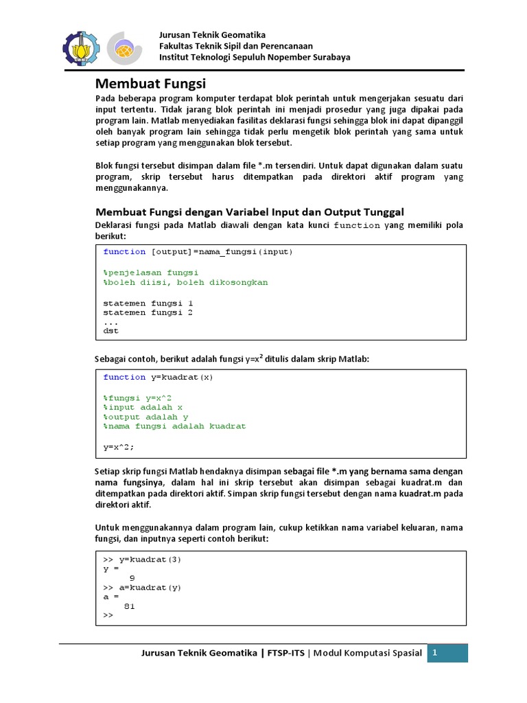 Modul 7 Matlab | PDF | Metode & Bahan Ajar | Komputer