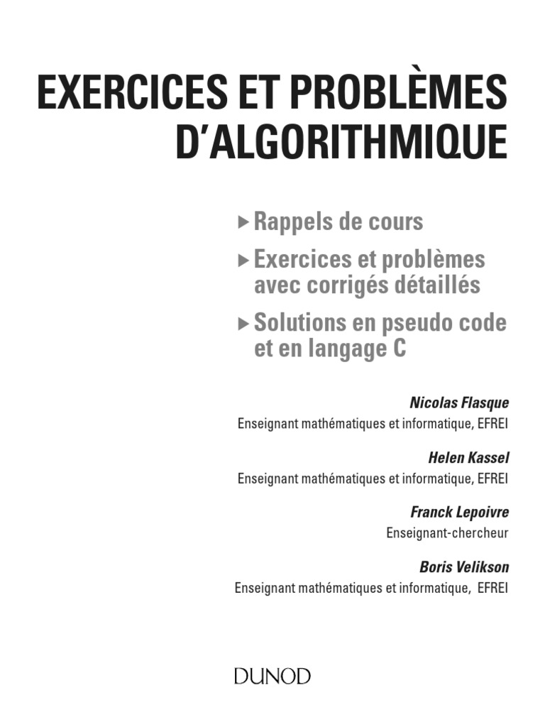 Exercices Et Problemes Dalgorithmique PDF | PDF | Structure de contrôle | Variable (informatique)