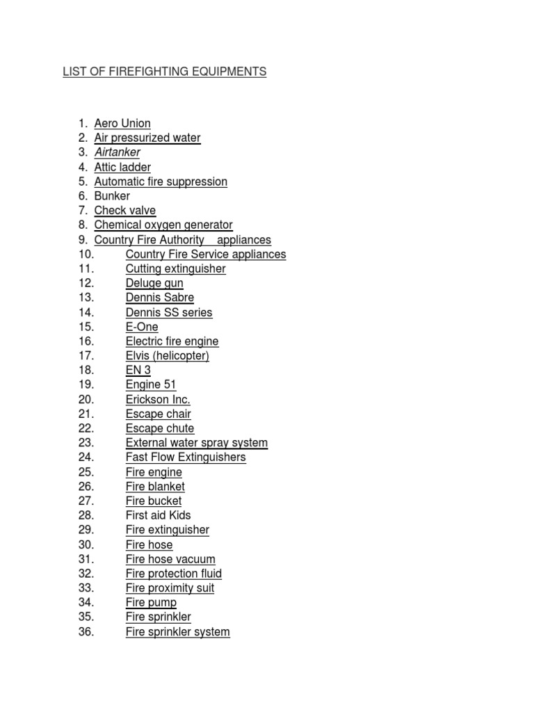 Firefighter Equipment List