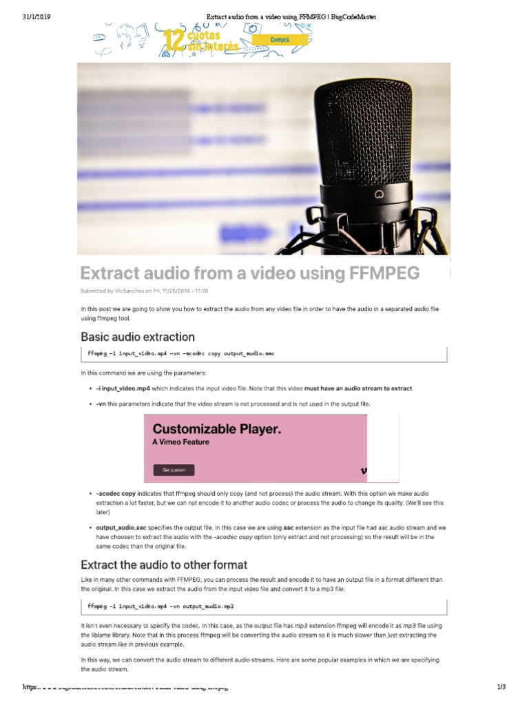 Extract Audio From A Video Using FFMPEG - BugCodeMaster | PDF