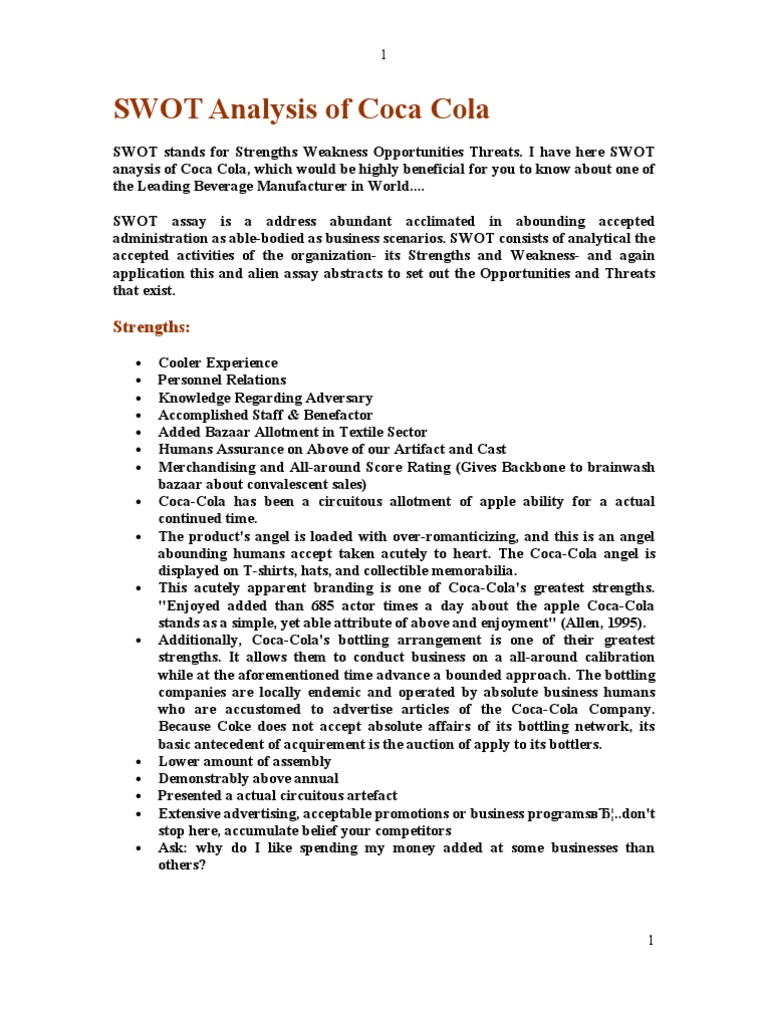 SWOT Analysis of Coca Cola: Strengths | PDF | Coca Cola | Web Search Engine