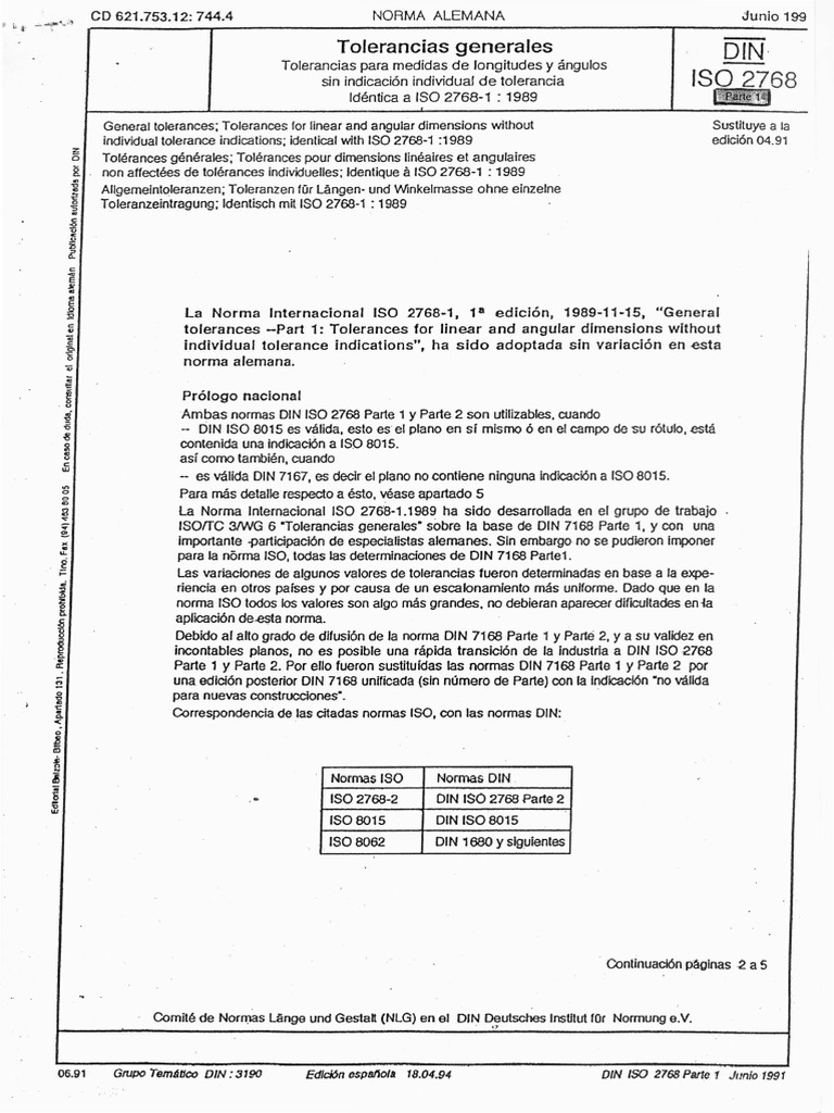 Din Iso 2768 T1-T2 | PDF