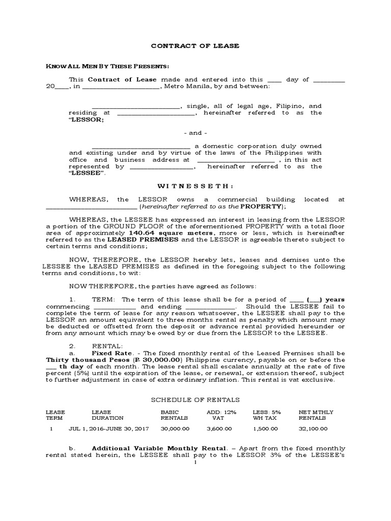 Lease Contract | PDF | Finance & Money Management