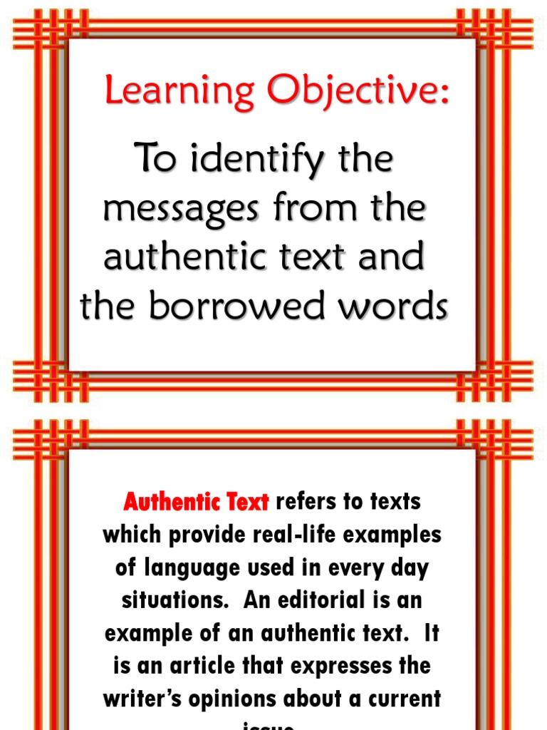 Eng6 PPT - Authentic Texts | PDF