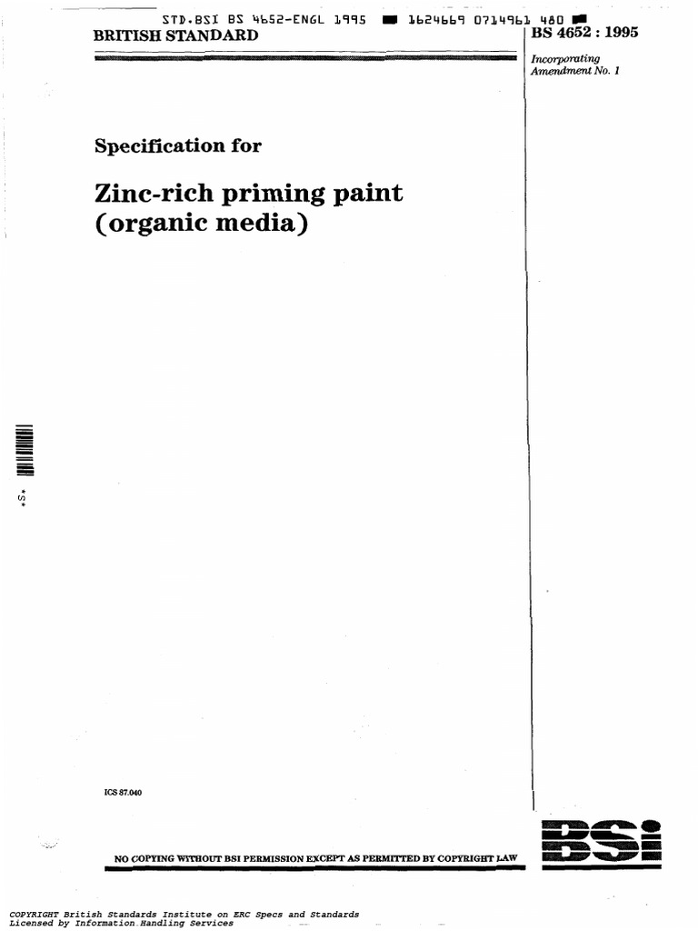 BS 4652 - 1995 | PDF | Paint | Zinc