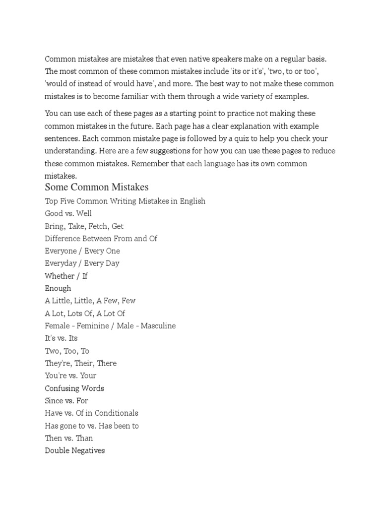 English Grammar Mistakes Guide | PDF | Grammatical Number | Comma