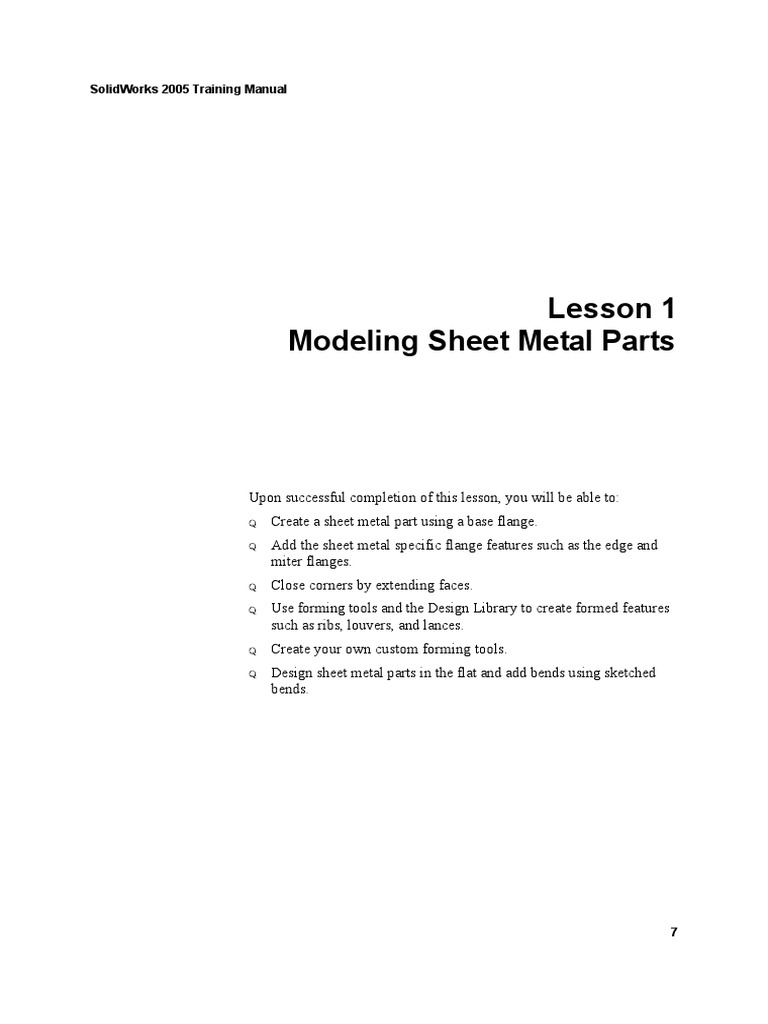 Solidworks Sheet Metal | PDF