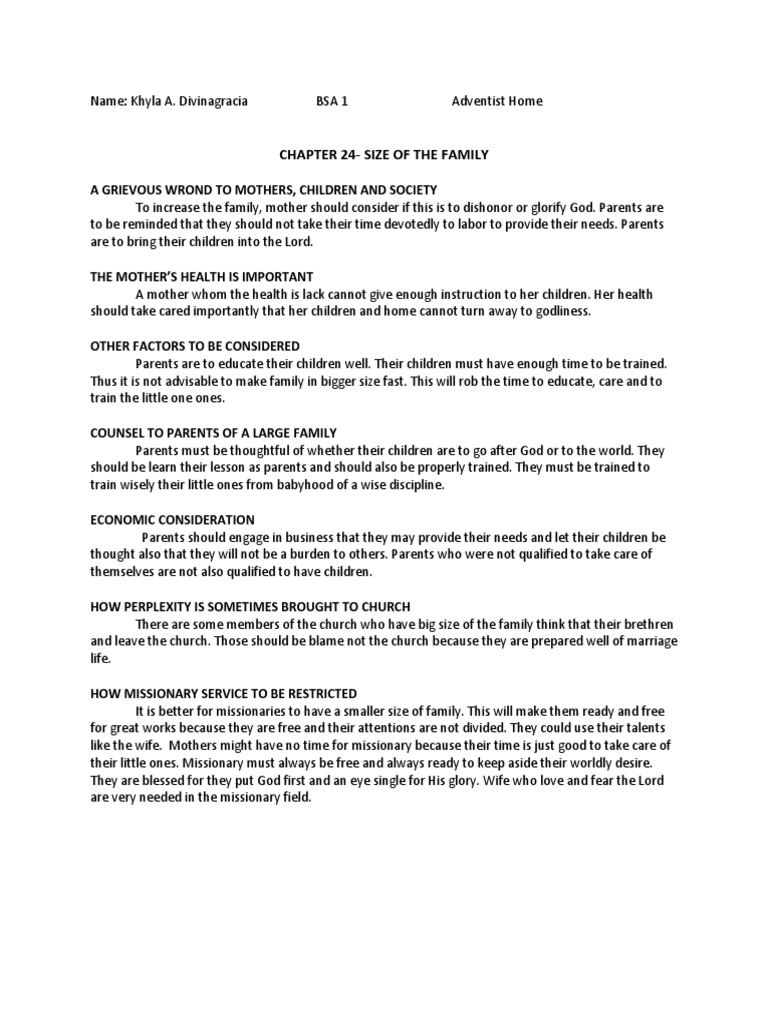 Adventist Home Chapter 24 | PDF