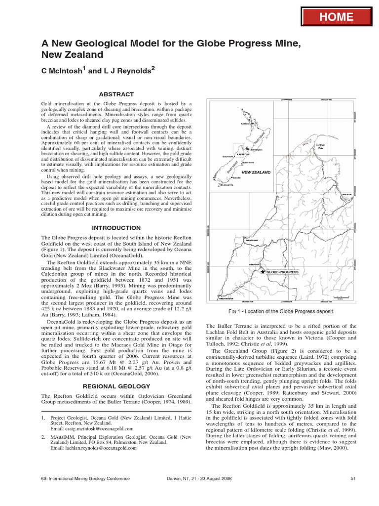 A New Geological Model For The Globe Progress Mine PDF | PDF | Mining ...