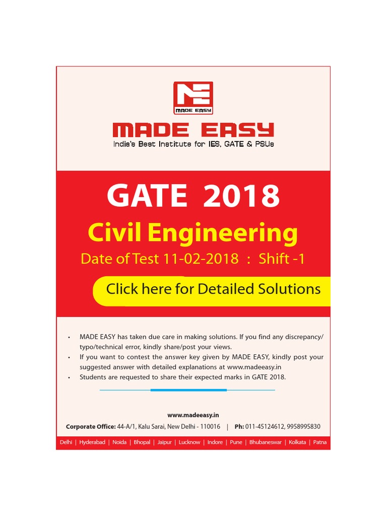 Gate 2018 Ce Set1 Madeeasy PDF | PDF | Maxima And Minima | Stress ...