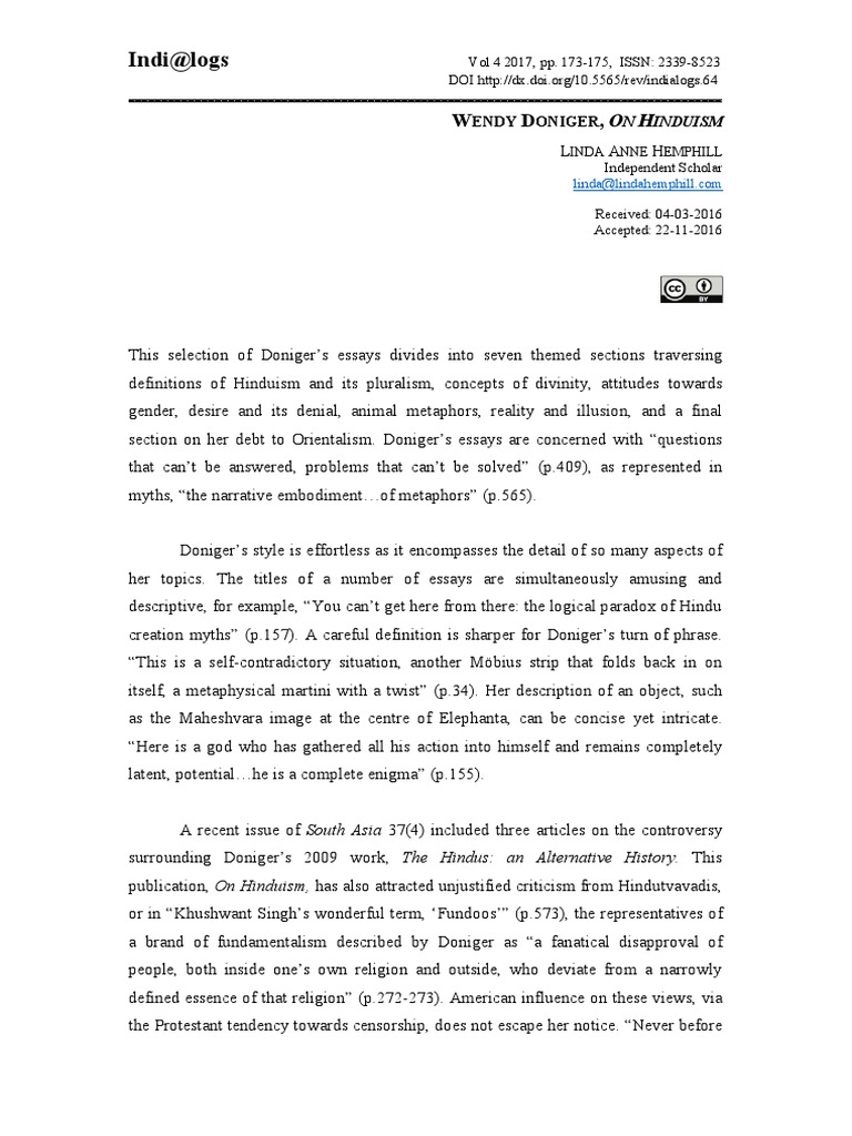 On Hinduism By Wendy Doniger Pdf Indian Religions Religion And