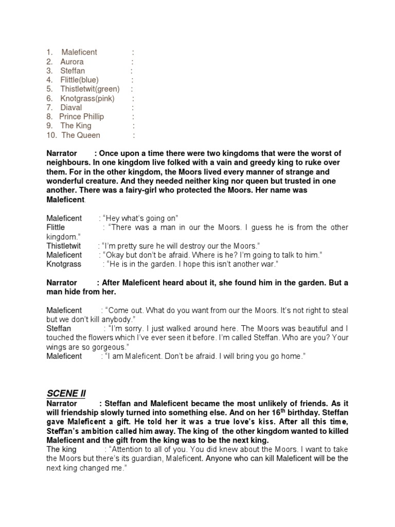 Maleficent Play Script for School | PDF