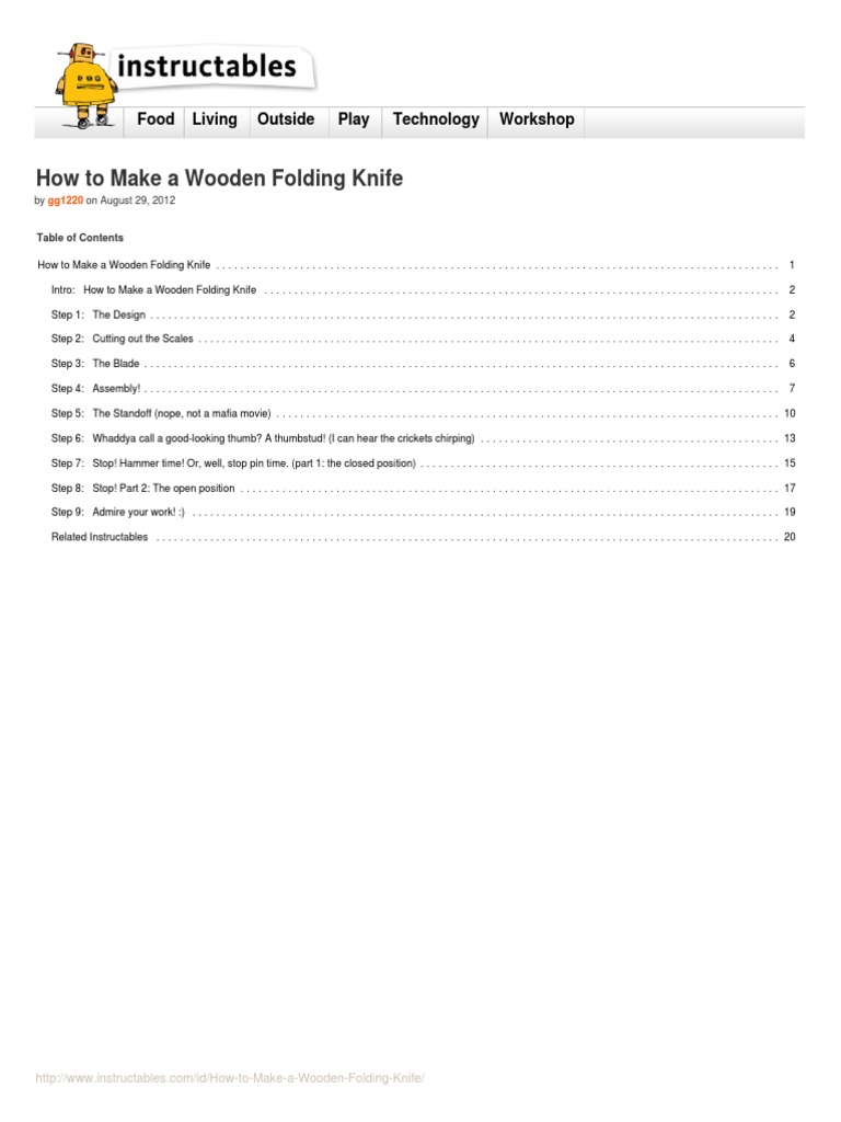 Wooden Folding Knife Tutorial | PDF | Knife | Cutting Tools