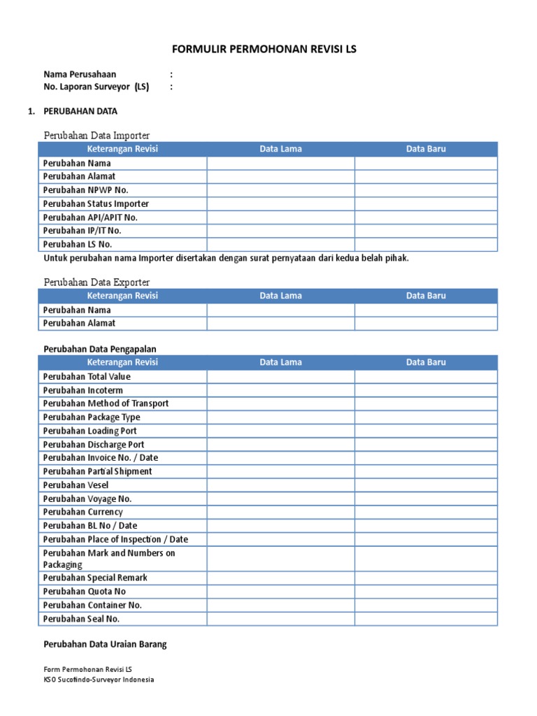 Form Contoh Revisi LS | PDF