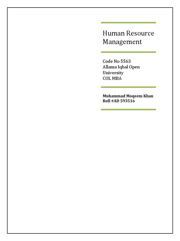 Human Resource Management: Code No 5563 Allama Iqbal Open University ...