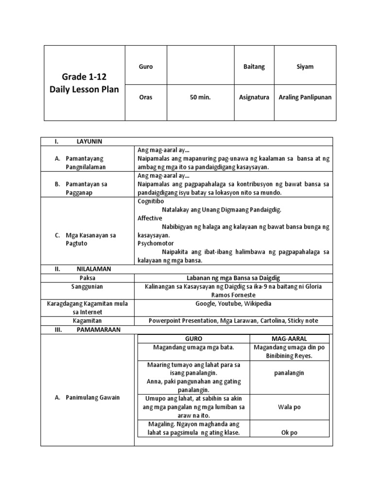 Michelle Detailed Lesson Plan-Tagalog | PDF