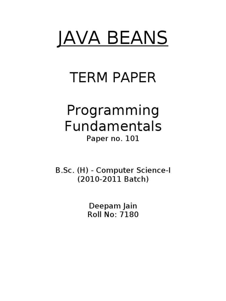 Term Paper on Java by Deepam Jain, B.Sc-H, C. S. | Method (Computer ...