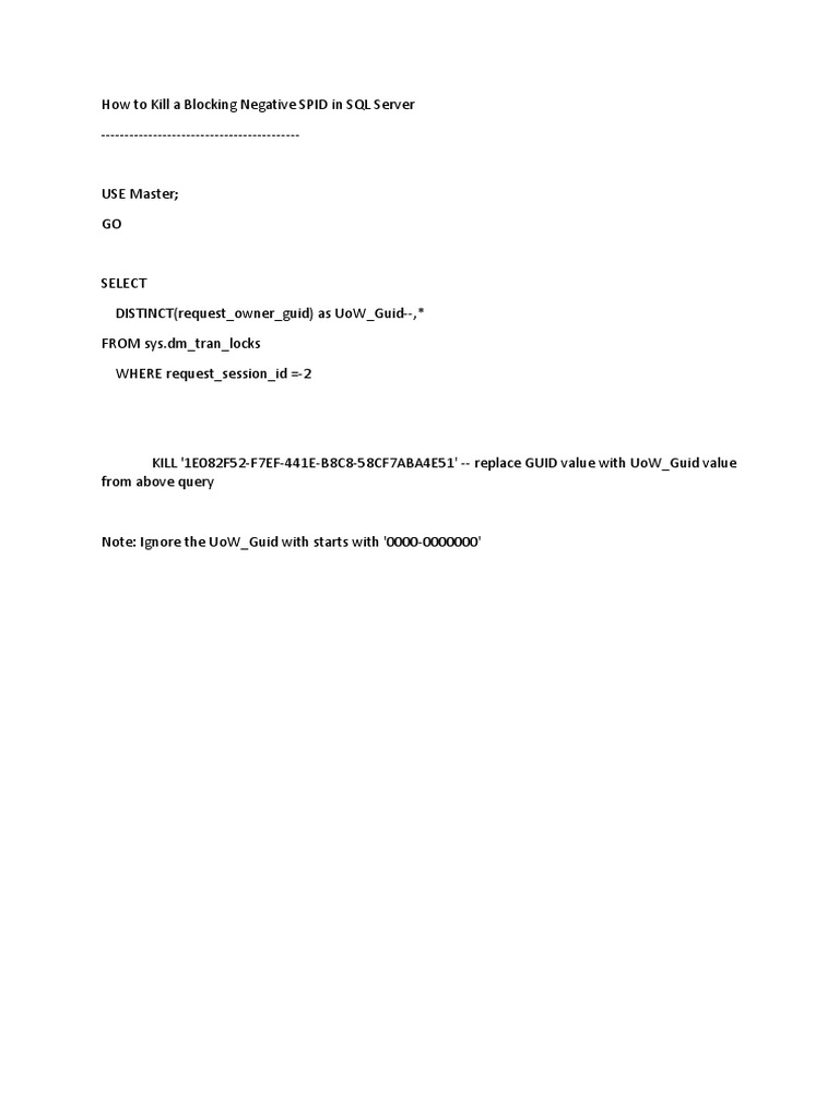 SQL Server SPID Blocking Solution | PDF