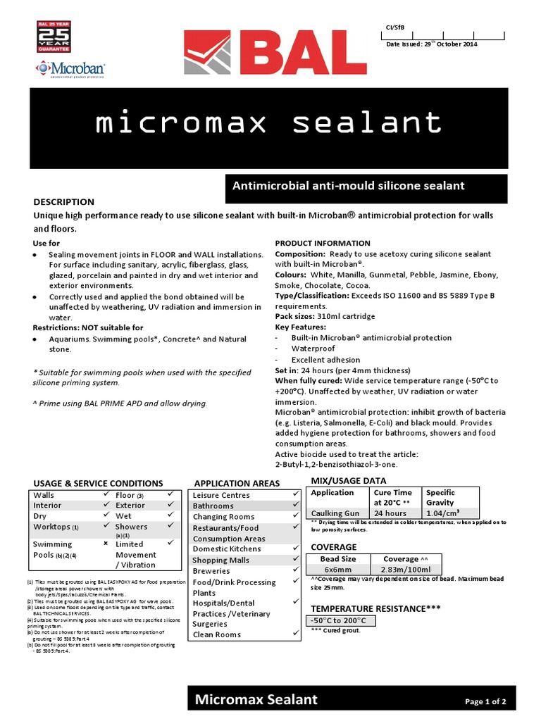BAL Micromax Sealant | PDF | Silicone | Tile