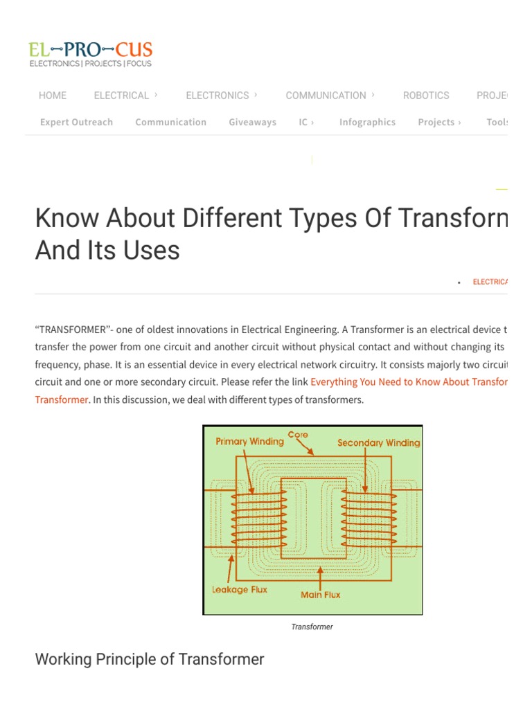 Different Types of Transformers and Their Applications | PDF | Transformer | Electromagnetic ...