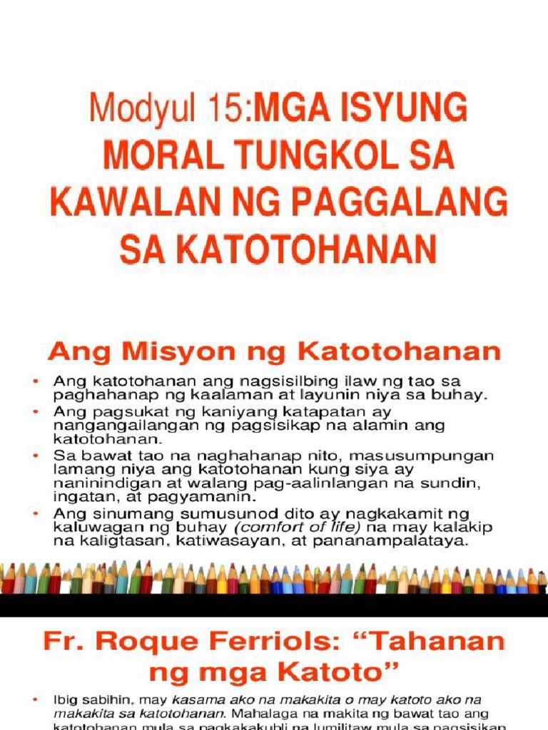 Isyung Moral Tungkol Sa Kawalan NG Paggalang Sa Katotohanan | PDF