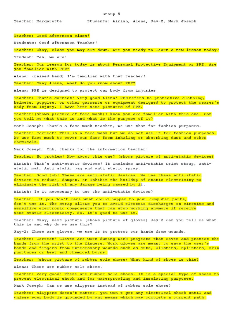 Group 5 Script | PDF | Personal Protective Equipment | Equipment