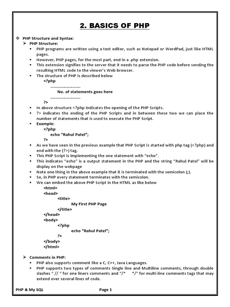 ch-2 PHP | PDF | Control Flow | Php