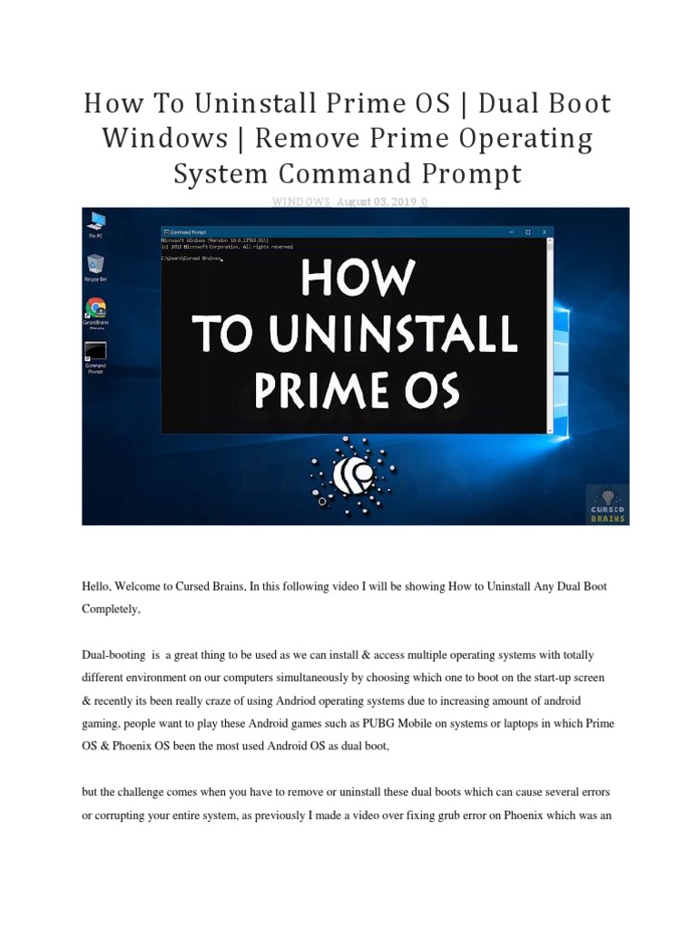 Uninstall Prime OS Dual Boot Guide | PDF | Operating System | Microsoft ...