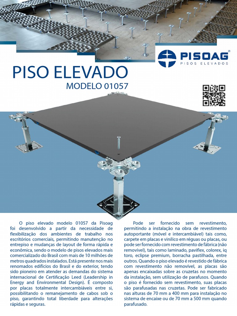 Características técnicas e especificações do piso elevado modelo 01057 ...