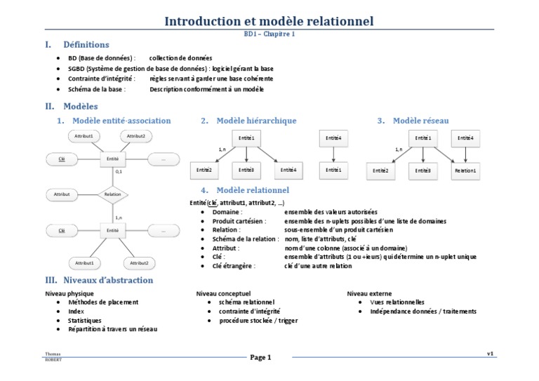 BD1 - 01 - Introduction Et Modèle Relationnel | PDF | Modèle relationnel | Bases de données