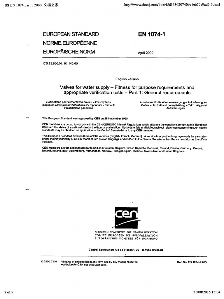 En 1074-1-2000 PDF | PDF