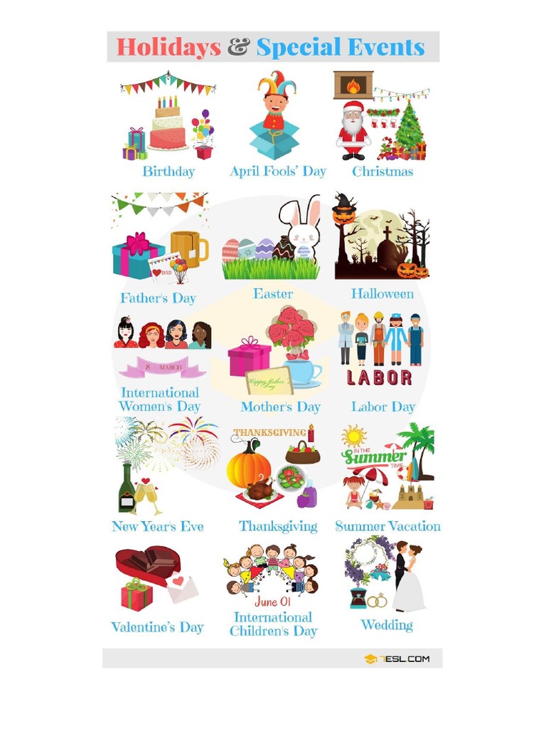 Holiday and Celebrations Vocabulary PDF | PDF