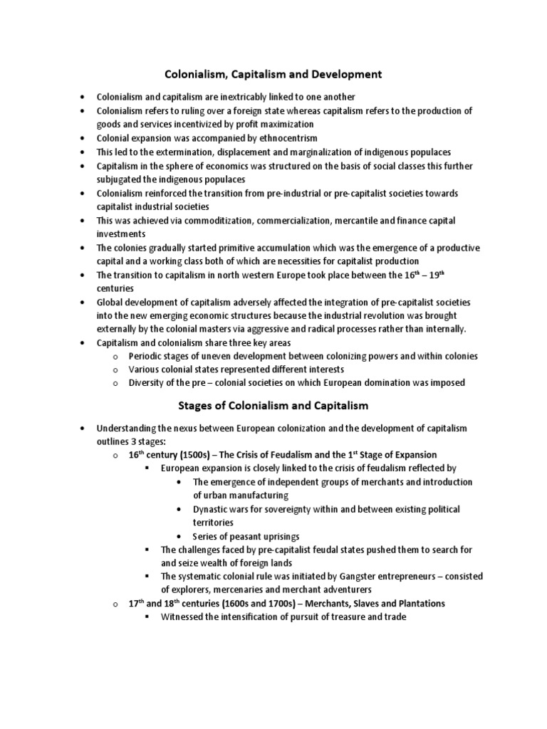 Colonialism, Capitalism and Development | PDF | Colonialism | Capitalism