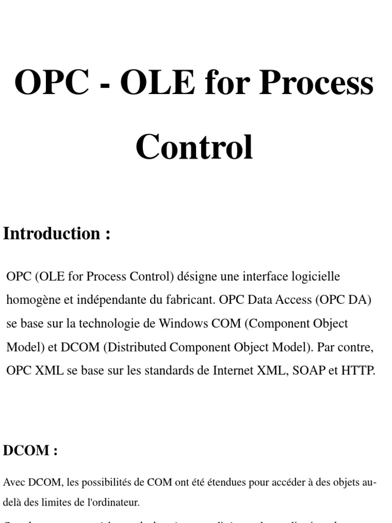 OPC - OLE For Process Control | PDF | Modèle d'objet composant ...