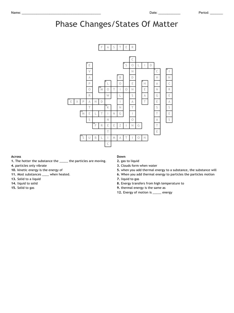 Phase ChangesStates of Matter Answer Key | PDF | Gases | Matter