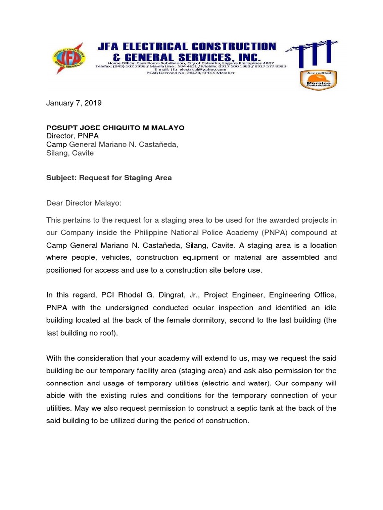 Request For Staging Area | PDF