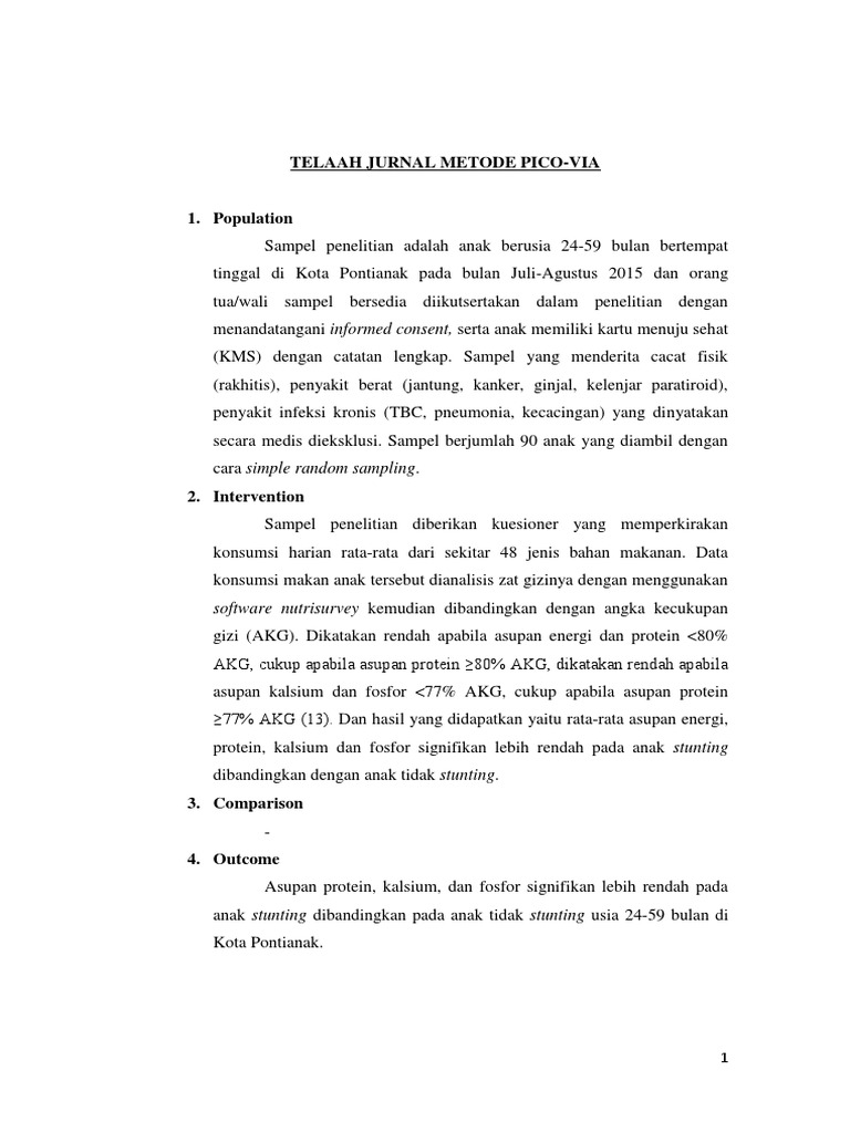 Telaah Jurnal Metode Pico | PDF